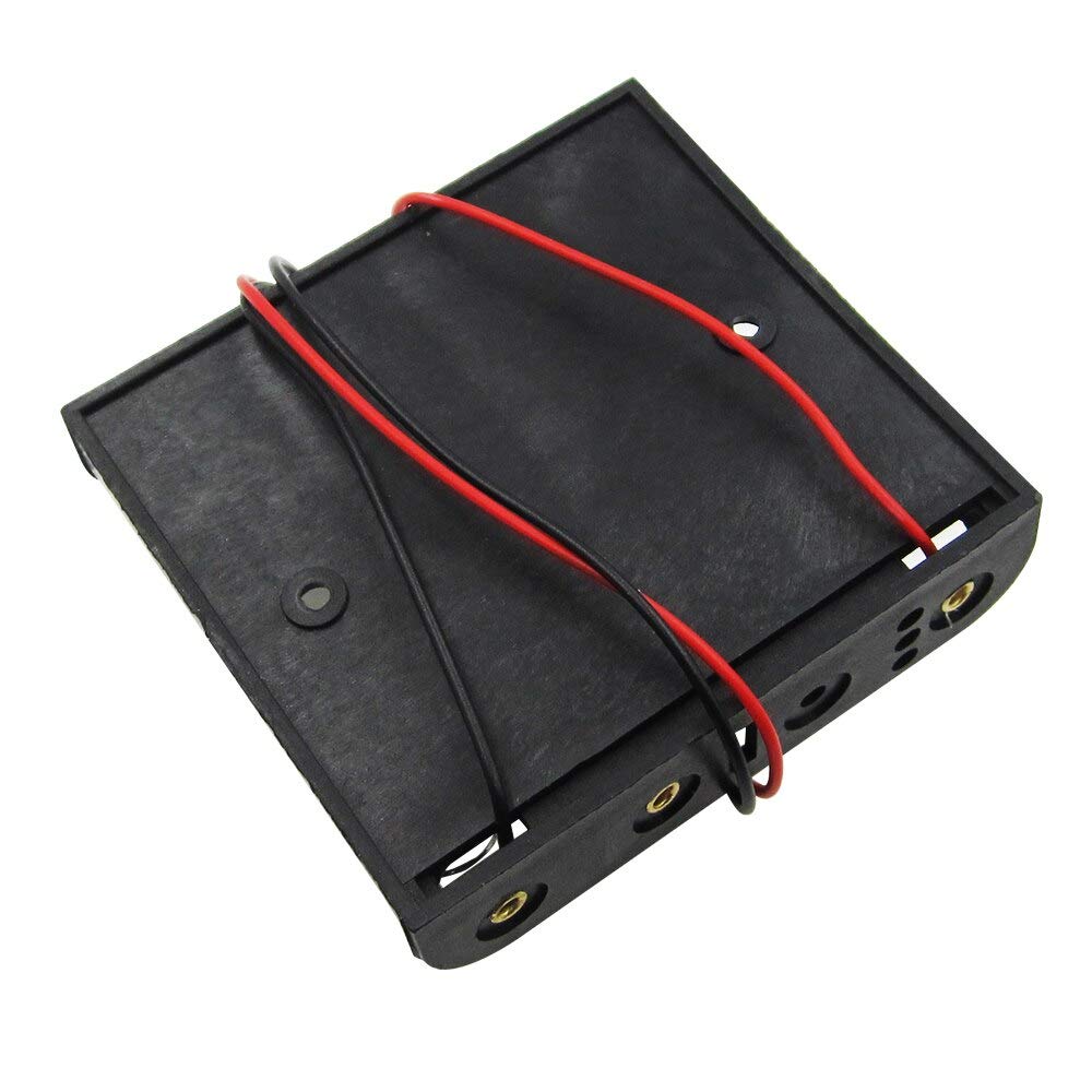 Lysee 3D Printer Parts & Accessories - 4 x AA Battery Holder with 6'' Cable Lead for 4pcs AA Batteries for Soldering Connecting Black