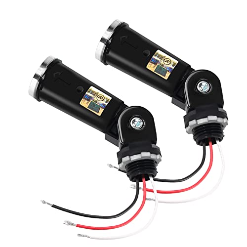 2 Pack Dusk to Dawn Sensor,Photocell Light Sensor for Outdoor Lighting, Photocell Sensor, DEOJOY Photo Cell Sensor, 120V-270V Input, UL, IP65 Photoelectric Switch, Photo Cells for Outdoor Light