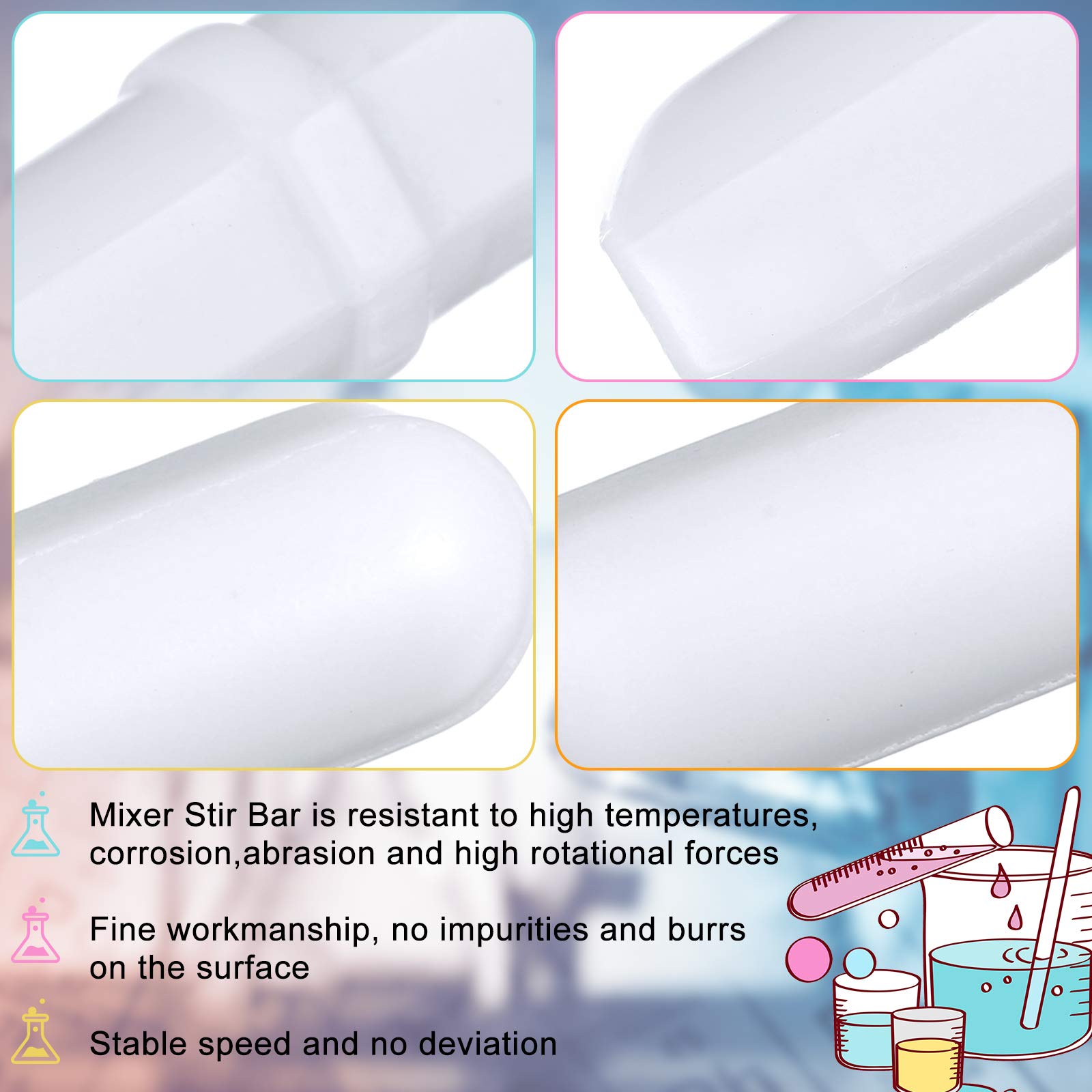 Magnetic Stir Bar White Stir Rod Magnetic Stir Plate with Ring Shape Magnet Stirrer Mixer Stirring Bar for Laboratory (16 Pieces,35 mm/ 1.38 Inch)