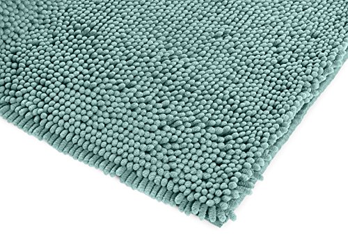 Amazon Basics Non-Slip Microfiber Shag Bathroom Rug Mat, 21" x 34", Seafoam Green