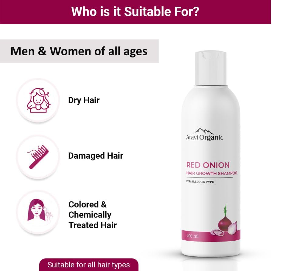 Aspiiro Natural Organic Red Onion Shampoo For Hair Fall Rescue & Hair Growth 6.7 Ounce | SLS & Paraben Free - 6.7 FL Oz / 200ml