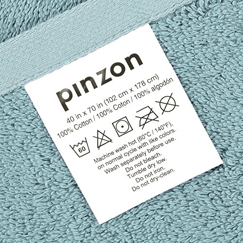 Amazon Brand – Pinzon Organic Cotton Hand Towels, Set of 6, Spa Blue, 30"L x 18"W