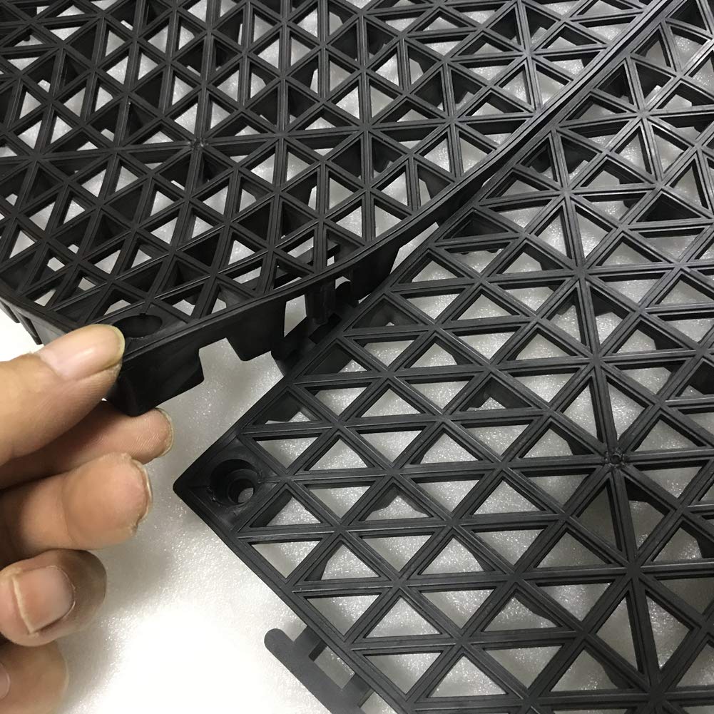 12 Pack Modular Interlocking Cushion 11.5" x 11.5" Mat Floor Tile Mats Drain Pool Patio Balcony Yard Pet Area Washer Pad(Black)