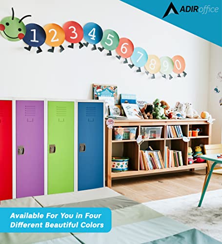 AdirOffice Kids Steel Metal Storage Locker - for Home & School - with Key & Hanging Rods (48 in 1 Door, Blue)