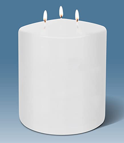 HYOOLA White Three Wick Large Candle - 4.75 x 6 Inch - Unscented Big Pillar Candles - 93 Hour - European Made