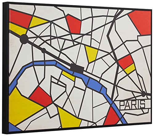 Amazon Brand – Rivet Pop Art Print of Paris Map in Primary Colors Modern Wall Art, 26" x 18"