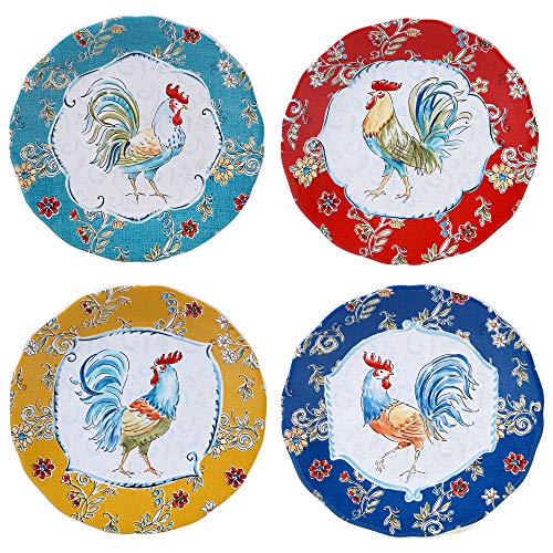 Certified International Morning Bloom 8.75" Salad/Desser Plate, Set of 4 Assorted Designs, Multicolored