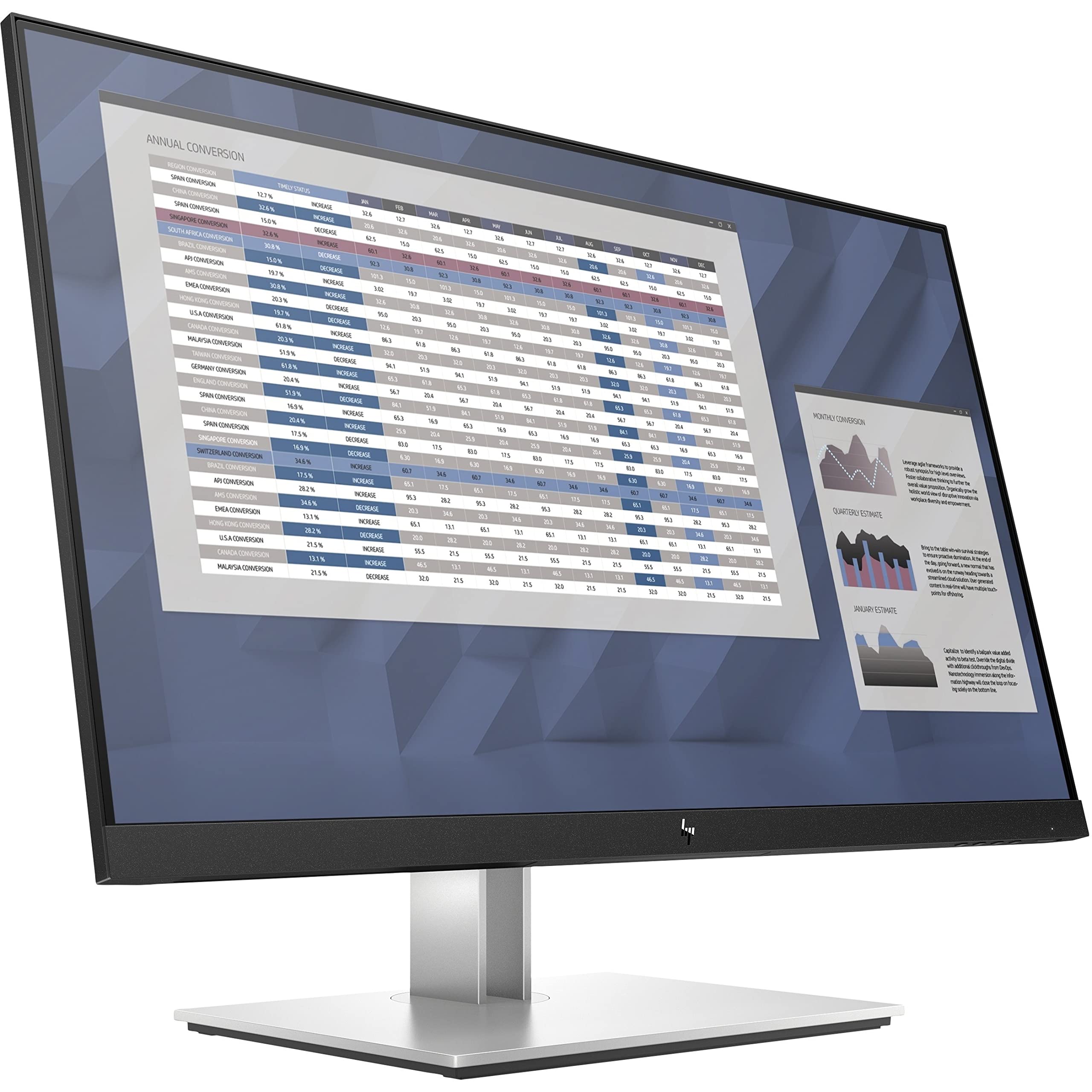 HP EliteDisplay E27 G4 27 Inch IPS LED Backlit Monitor, FHD 1920 x 1080, Blue Light Filter, HDMI, VGA, DisplayPort, Black