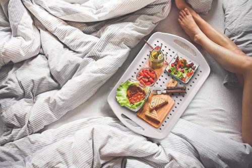 Bravi Kitchen 3PC Anti-Slip Food Serving Tray with Handles 17.9" + 15.7" + 13" Dinner Trays for Lap + Small Drink Tray | Breakfast Tray | Bed Tray | Food Tray | Lap Trays for Eating | Serving Trays