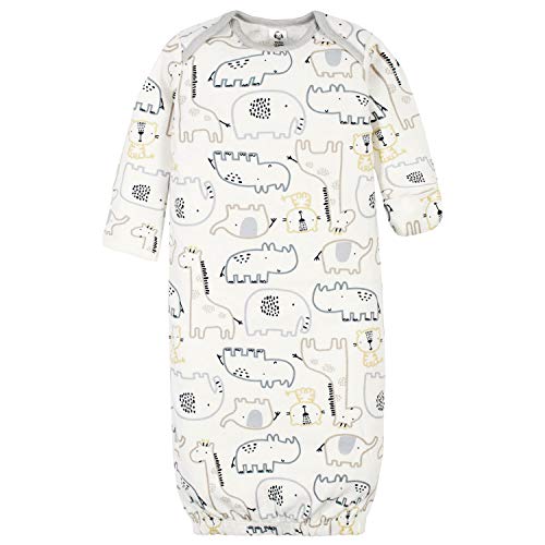 Gerber Baby Boys 4-Piece Gown and Cap Set, Wild Guy Grey, 0-6 Months