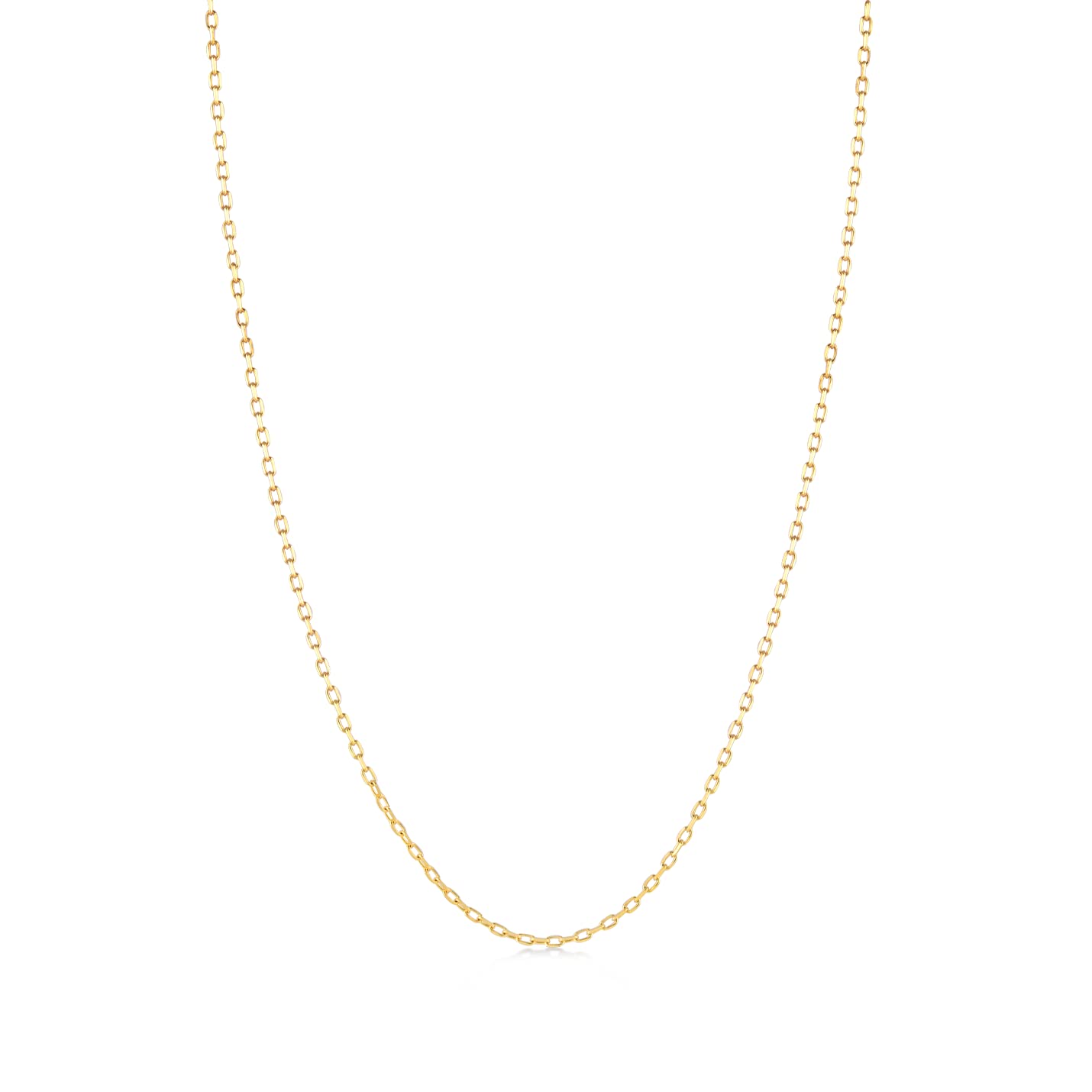 14k Solid Gold Cable Chain Necklace | 14k Yellow Gold Simple Chain Necklaces for Women | Layering Chain Necklace | 14k Gold Jewelry | Gifts for Mom, 18"