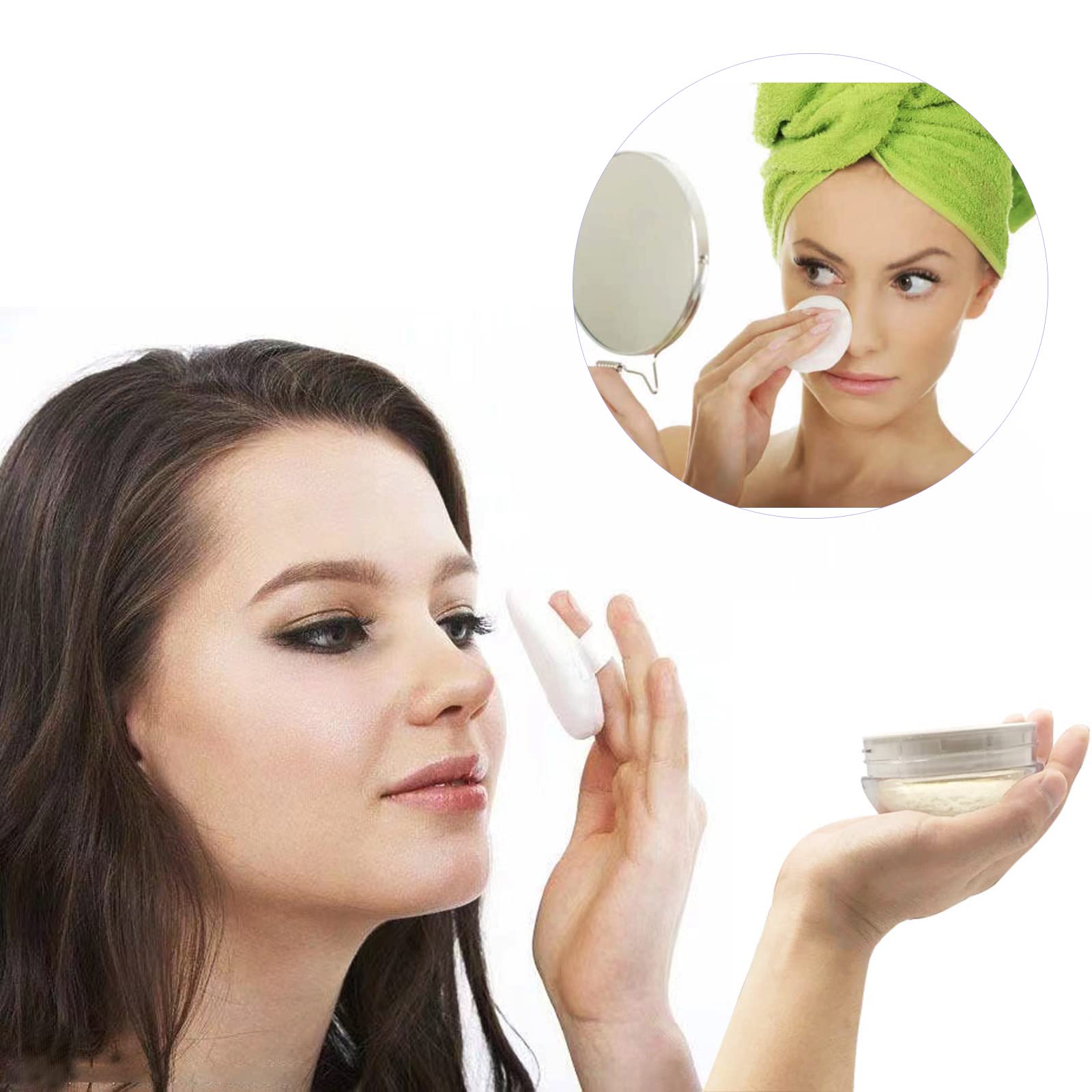 Powder Puff, Loose Powder Containers, Reusable Empty Makeup Powder Container with Elasticated Net Sifter for Setting Powder, Face Powder, Loose Powder, ect, for Travel and Daily Use