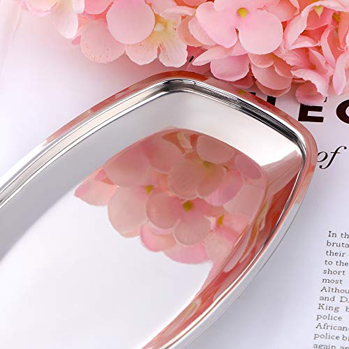 Buyer star Silver 2PCS 6.14inch Stainless Steel Square Tray Fruit Trays Storage Tray Dish Plate Cosmetics Jewelry Decorative Organizer