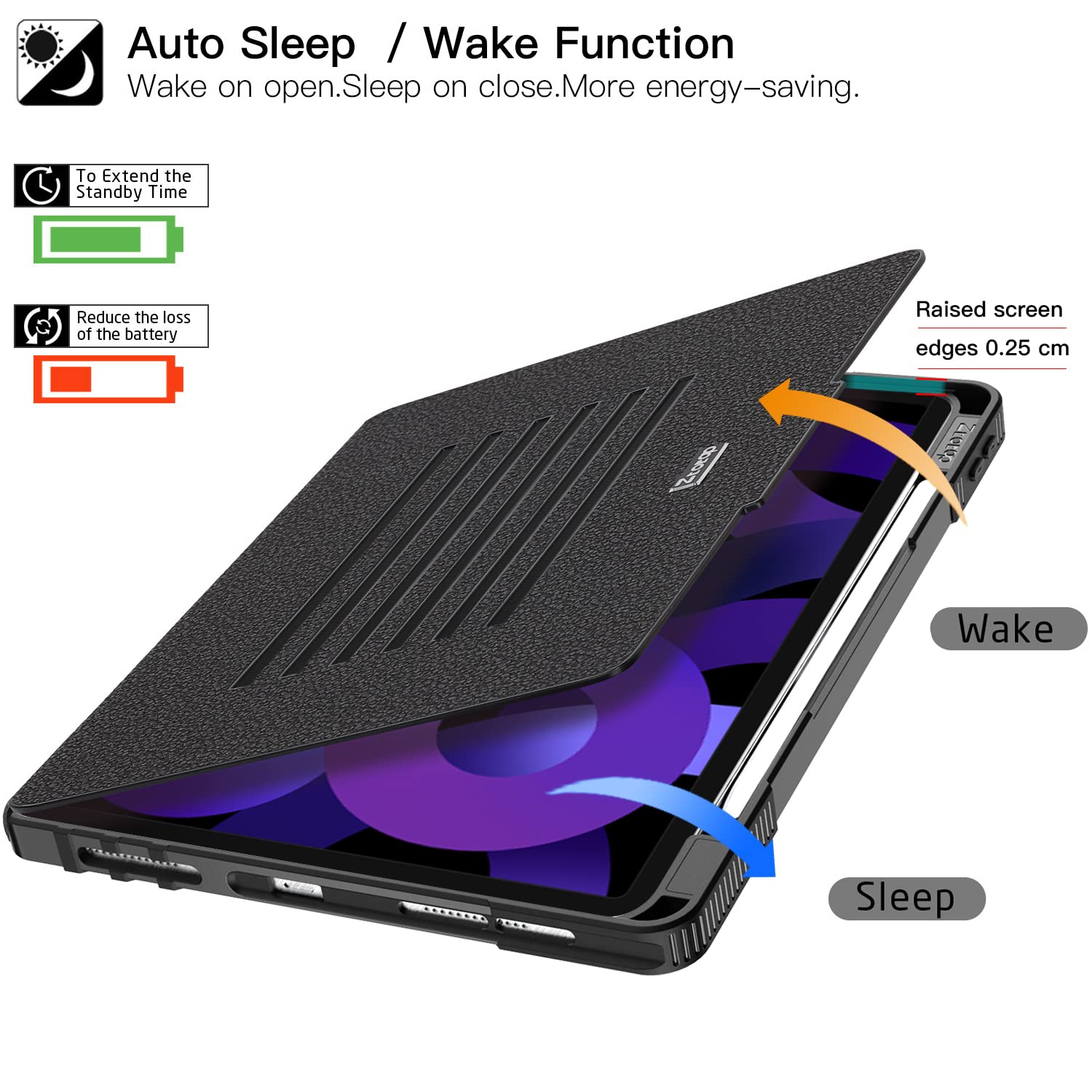 ZtotopCases for iPad Air 5th Generation Case 2022 / iPad Air Case 4th Generation 2020 10.9 Inch, Multi-Viewing Angles TPU Magnetic Protective Cover with Auto Wake/Sleep & Pencil Holder, Black