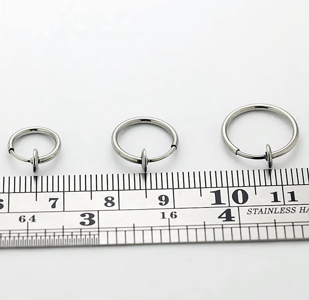 14 Gauge (1.6MM) -12mm Diameter Black Anodized 316L Surgical Steel Non-Piercing Spring Action Fake Nose Ring