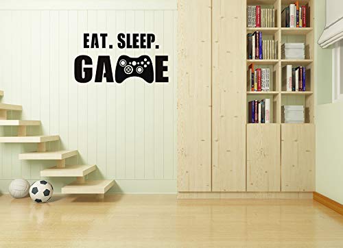Gamer with Controller Wall Decal, Eat Sleep Game Boy Decal Wall Sticker, Vinyl Art Design Sticker Wall for Home, Playroom Bedroom Decoration Wallpaper (2)