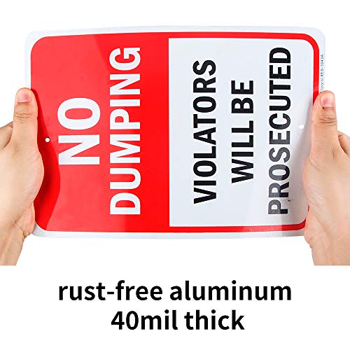 2 Pack No Dumping - Violators Will be Prosecuted Sign, 10"x 7" .04" Aluminum Sign Rust Free Aluminum-UV Protected and Weatherproof