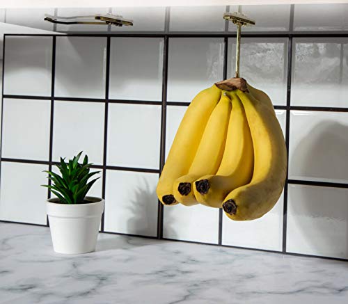 DIKALU Metal Banana Hanger - Under Cabinet Hook for Bananas or Other Kitchen Items. Keep Banana Fresh (Gun Color X 1pc)
