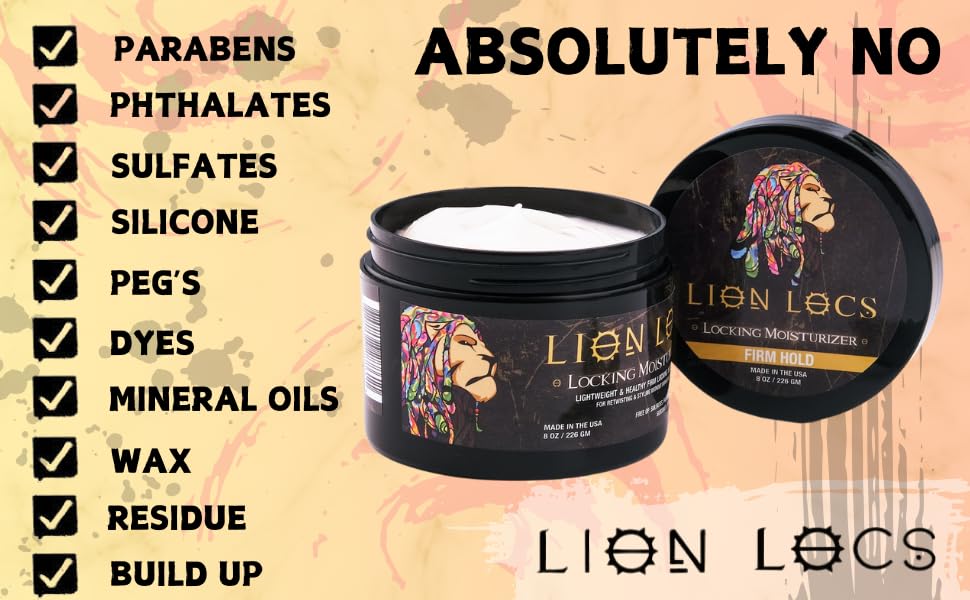Lion Locs Hair Locking Dreads Moisturizer for Dreadlocks, Locks, Microlocs, Interlocks, Braidlocks, Braids, Fauxlocs, Twistlocks, or Sisterlocks (8oz) (Firm)