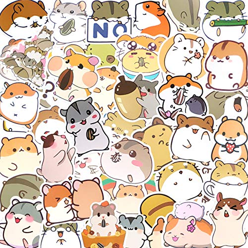Hamster Stickers Pack 50pcs Waterproof Laptop Sticker Vinyl Decals for Kids Phone Case Water Bottle Stickers for Teens Girls Adults Cool Aesthetic Skateboard Stickers