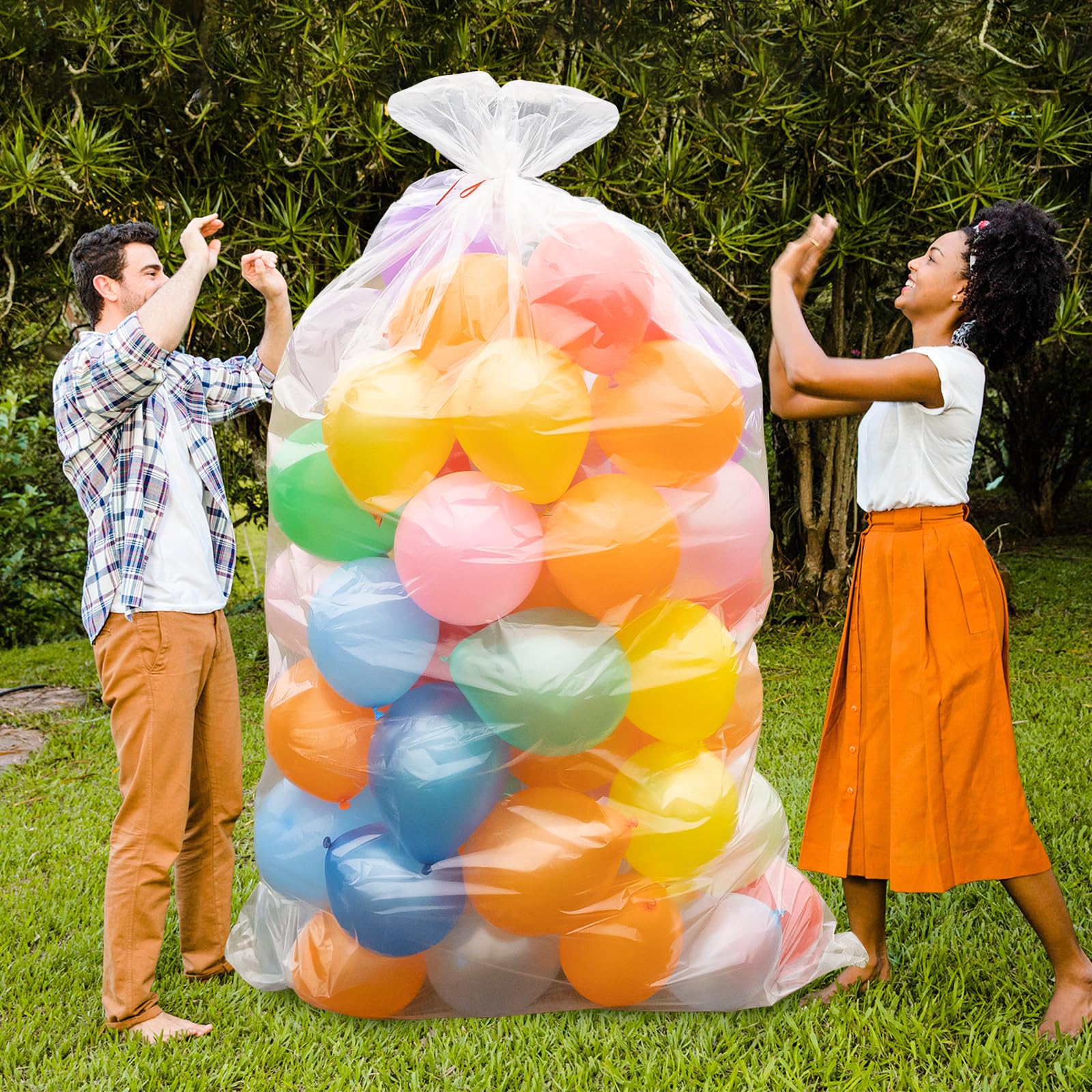 3 Pack Large Balloon Bags for Transport Reusable 98.4 x 59 Inches Giant Balloon Drop Bag Thicken Clear Plastic Balloon Storage Bags for Birthday, Wedding, New Years, Celebration Supplies