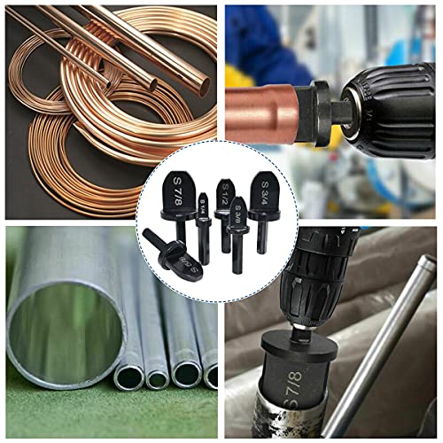 SeonFook 6pcs HVAC Tools Swaging Tool Drill Bit Set Flaring Tool Drill Bits Portable Air Conditioner Copper Pipe Tube Expander Repairing Set with 7/8'', 3/4'', 5/8'', 1/2'', 3/8'', 1/4'' Bits