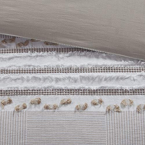 INK+IVY 100% Cotton Comforter Set Trendy Stripe Textured Design, Modern Down Alternative, All Season Cozy Bedding with Matching Shams, King/Cal King, Taupe Jacquard Stripes