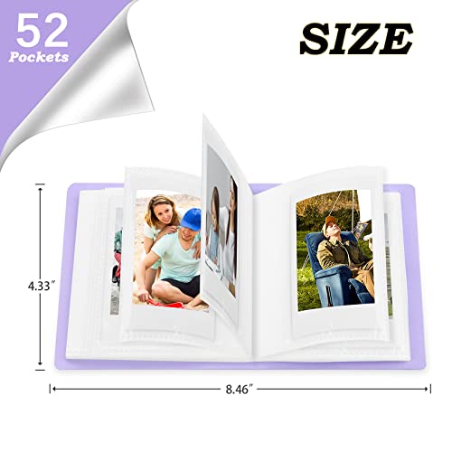 52 Pockets Mini Photo Album for Fujifilm Instax Mini Instant Film, Polaroid Snap, Z2300, SocialMatic Instant Cameras & Zip Instant Printer (Purple, 1Pack)