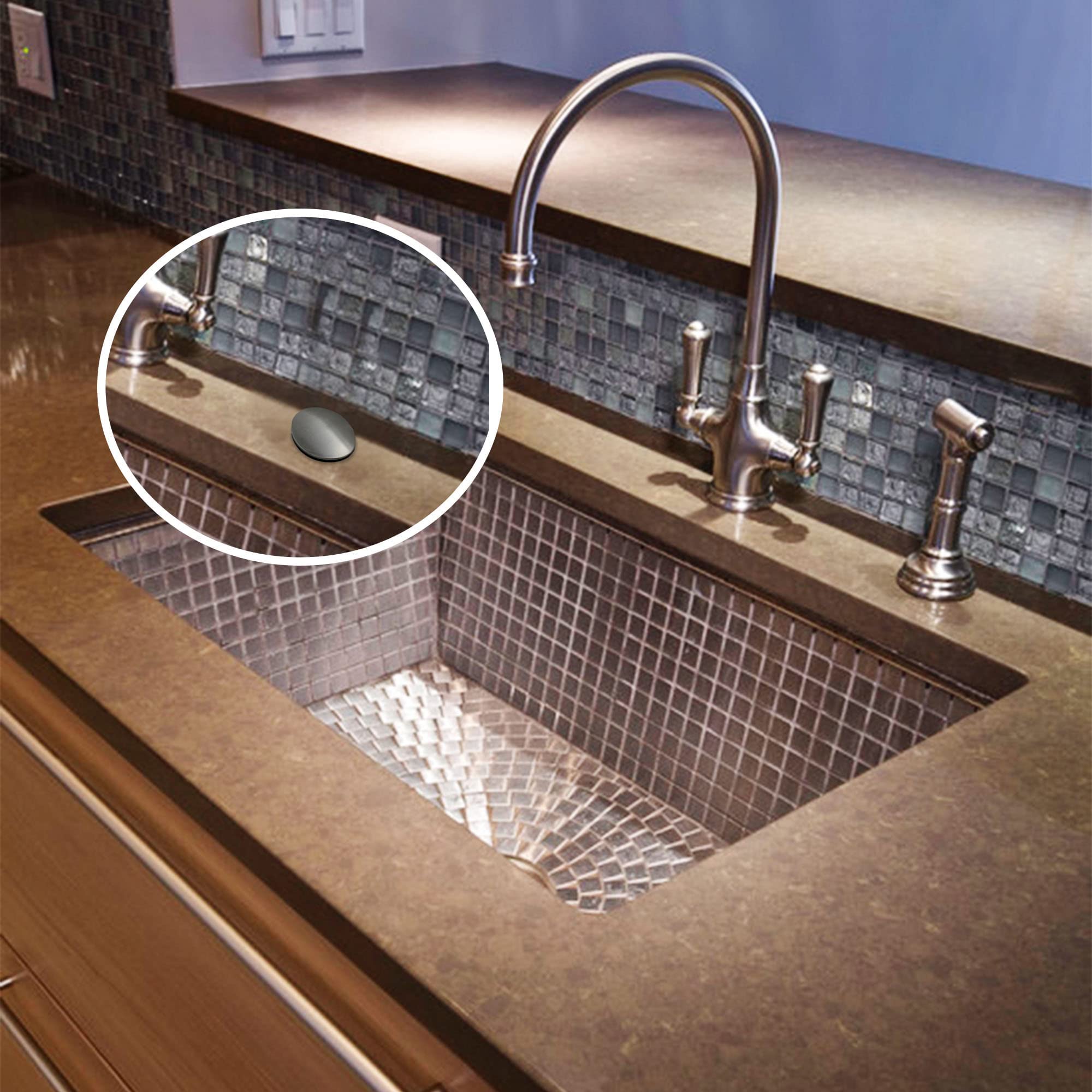 2 Pack Sink Tap Faucet Hole Cover Sink Plug Brushed Stainless Steel Hole Cover for Kitchen Restroom(Dia 1.22 to 1.57 Inch, Short)