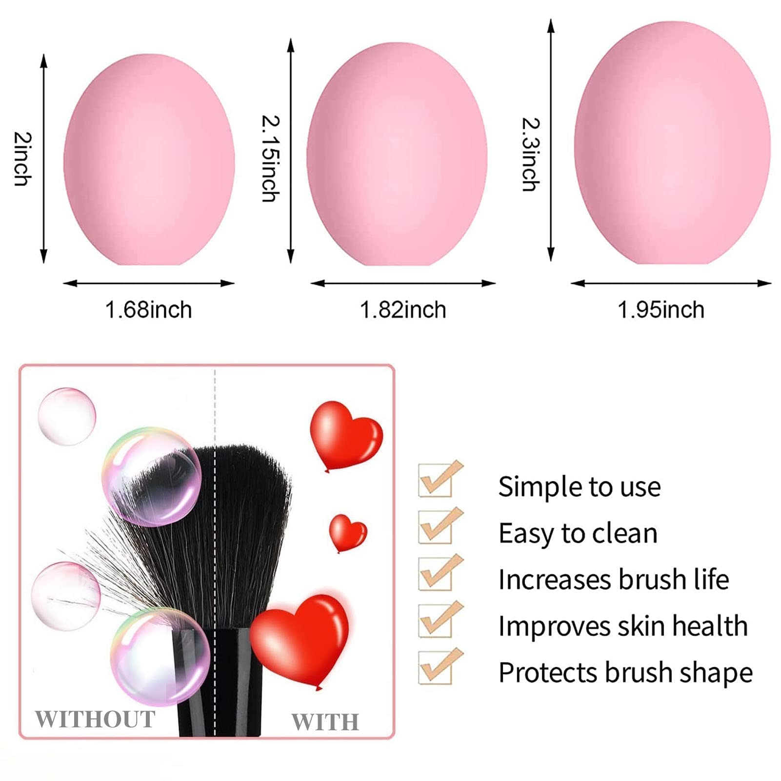 3 Pack Makeup Brush Holder Size 3 Silicone Makeup Brush Travel Makeup Brush Cover Reusable Makeup Brush Protector Protective Brush Makeup Organizer (3 pink)