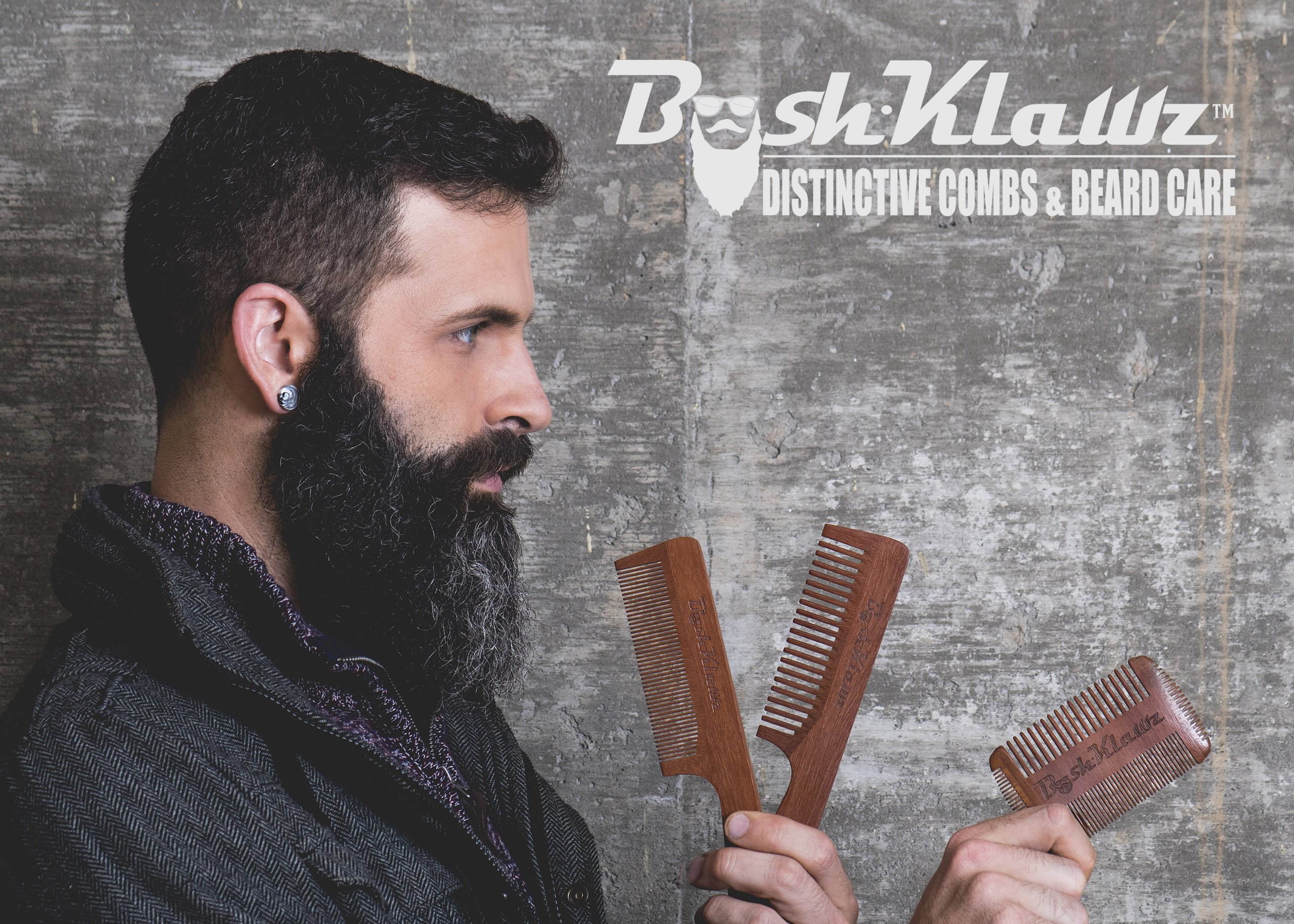 4Klawz Beard Comb - Pocket Comb for Men's Hair Beard Mustache and Sideburns with 4 Sides of Wide & Fine Teeth - Best Bearded Man Grooming Gift Special