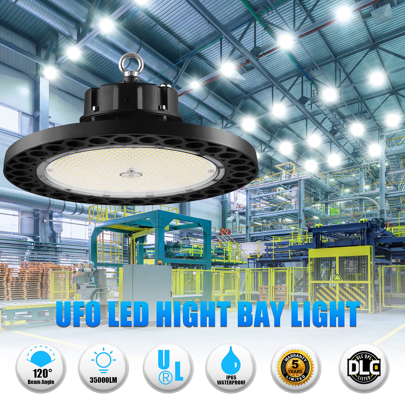 SERWING LED High Bay Light 150W, Super Bright led Shop Light 21,000LM Daylight, IP66 Waterproof Commercial Warehouse Area Light, 1-10V Dimmable High Bay Shop Light1
