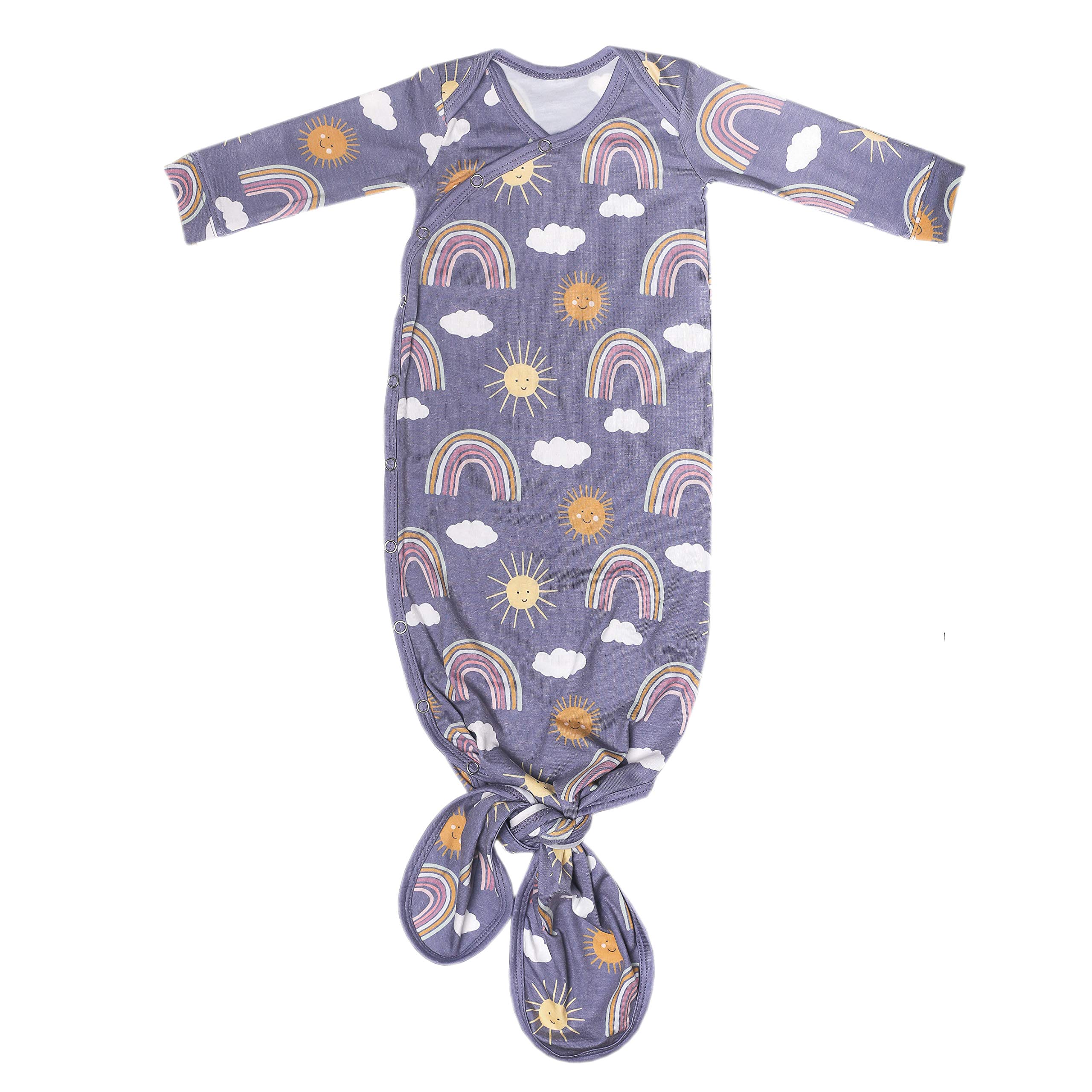 Copper Pearl Baby Gown - Knotted Newborn Sleepers for Baby Boy and Girl, Soft Stretchy Long Sleeve Infant Gowns with Bottom Tie and Hand Mittens, Perfect Hospital Coming Home Outfit (Hope)