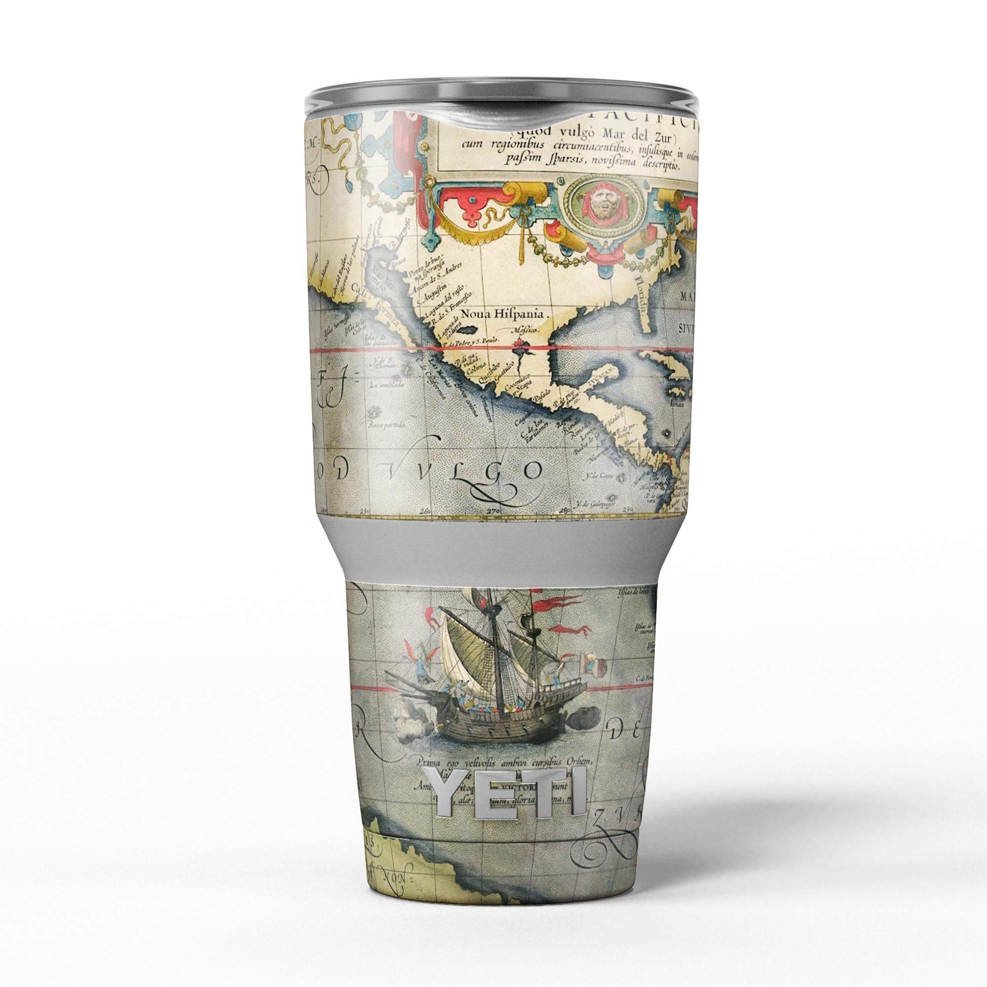 Design Skinz The Vintage Coast Map - Skin Decal Vinyl Wrap Kit Compatible with The Yeti Rambler Cooler Tumbler Cups