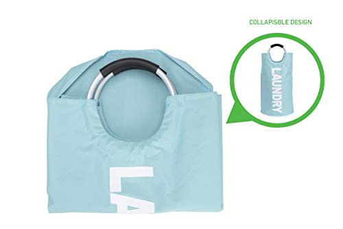 Mind Reader DORMHAMP-BLU 82L Large Basket (5 Colors) Collapsible Fabric Laundry Hamper, Foldable, Folding Washing Bin, Clothing Bag, Double Layer with PE Board, Blue