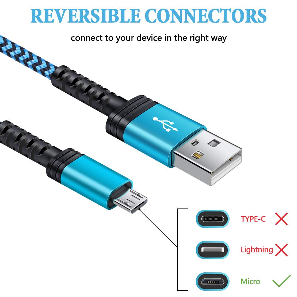 AILKIN Micro USB Cable 6ft Long, Best Replacement USB to Micro-USB Android Cord Fast Charging for Kindle Fire Tablets and Kindle E-Readers Kindle Paper White, HD, HDX, 7, 8, 10
