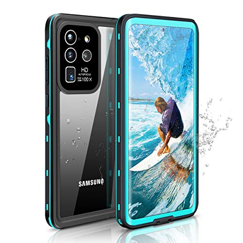 Ezanmull Galaxy S20+ / S20 Plus Case Waterproof with Built-in Screen Protector, Full Body Protection Underwater Shockproof Rugged Anti-Drop Protective Case for Samsung Galaxy S20 Plus 5G (Clear&Teal)