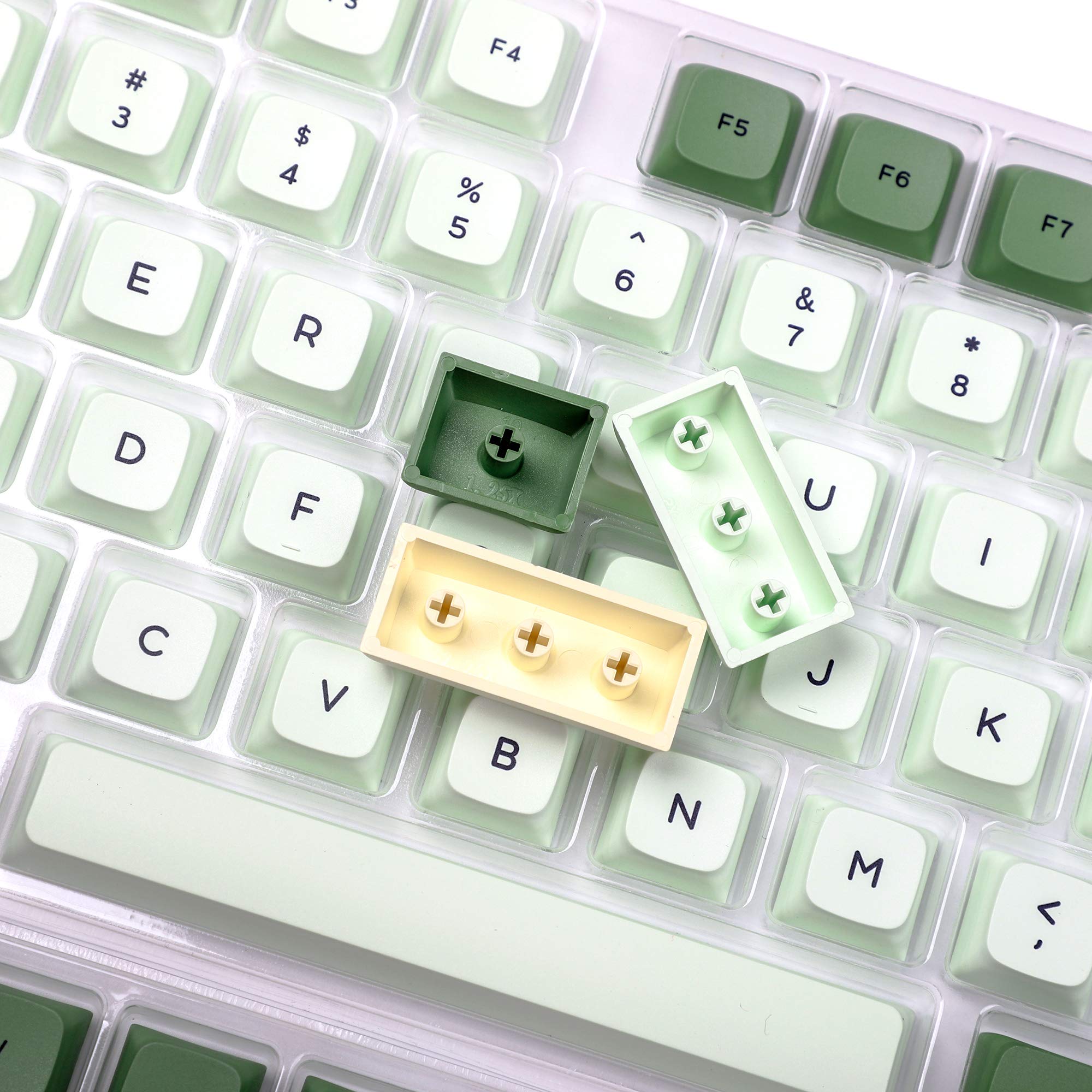 Matcha Dye Sub ZDA PBT Keycap Similar to XDA Japanese Korean Russian for MX Keyboard 104 87 61 Melody 96 KBD75 ID80 GK64 68(Only Keycap) (Matcha English Base Kit)