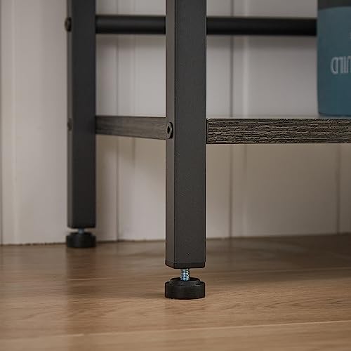 5-Shelf Wide Bookshelves, Industrial Retro Wooden Style Large Open Bookcases, 69.3''L x 11.8''W x 70.1''H, Dark Grey