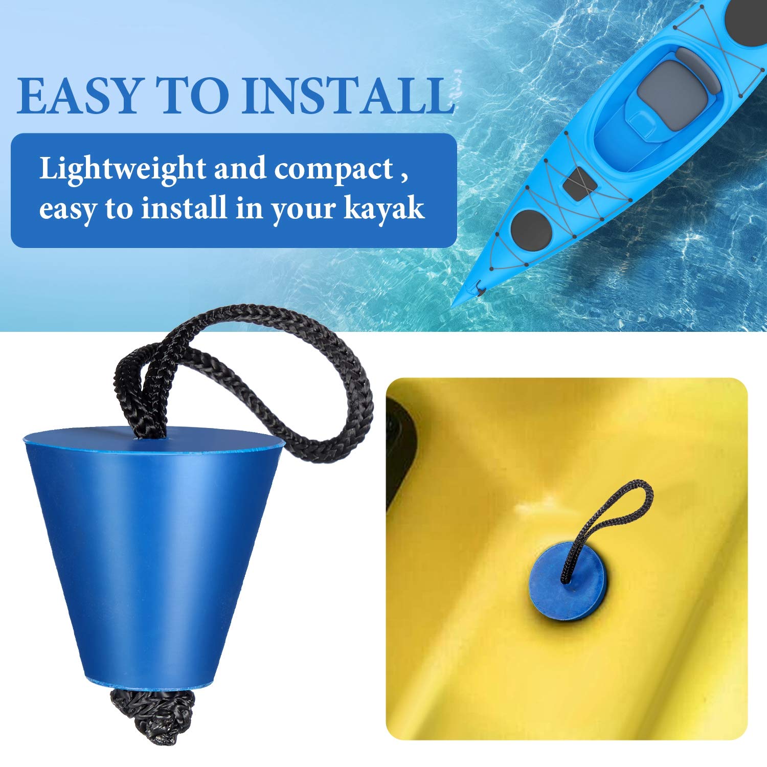 12 Packs Universal Kayak Scupper Plug Kit for Native Kayaks Wilderness Systems Kayaks Perception Kayaks and More (Black)