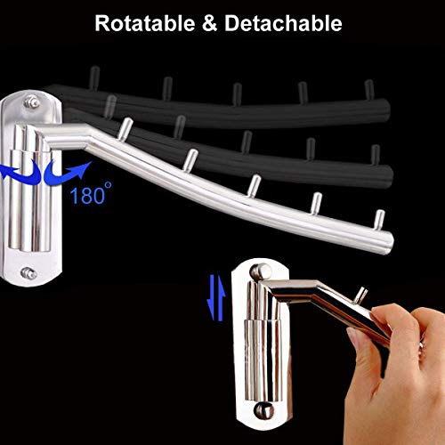 Adromy Folding Wall Mounted Clothes Hanger, Stainless Steel Clothes Holder Swing Arm Closet Drying Rack Clothing Hanging System Heavy Duty Closet Storage Organizer - Silver
