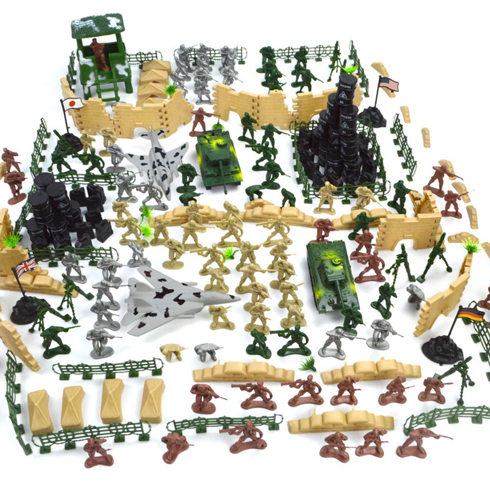 3 otters 250PCS Army Men Military Set, Military Figures and Accessories with Hand Bag World War II Army Men Toys for Boys
