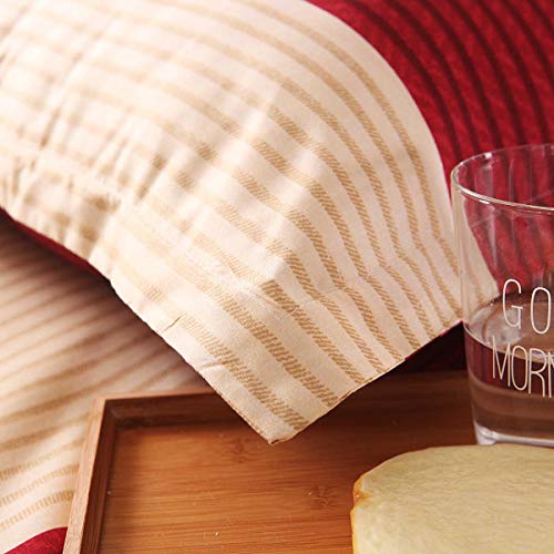 Bed Linen 3 Piece Bed Sheet Quilt Cover Quilt Cover Pillowcase Bedding Cover Stripe Style Quilt Cover Pillowcase Large taoxiang (Color : Red)