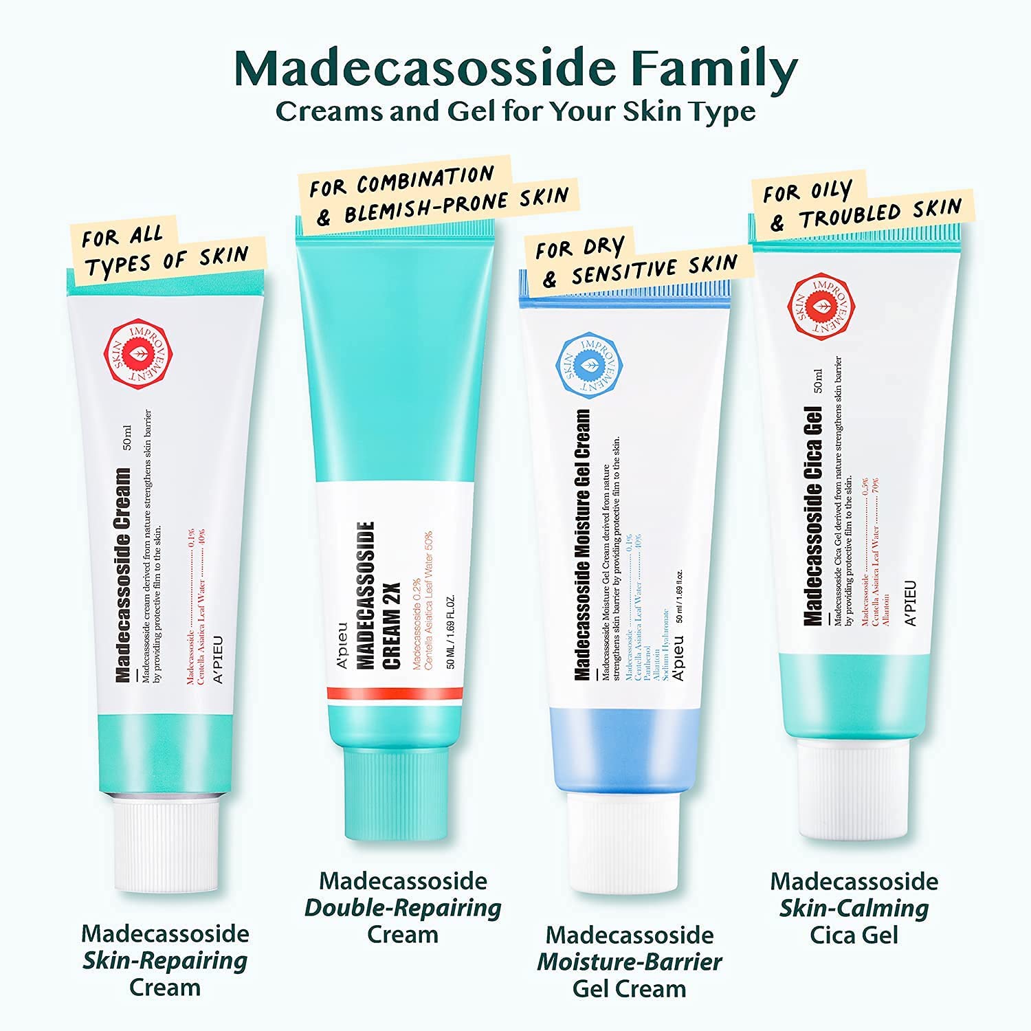 A'PIEU Madecassoside Tetrasome Cica Cream 1.69 fl oz with Centella Asiatica and Niacinamide | Natural Madeca Cream for Intense Hydration and Soothing