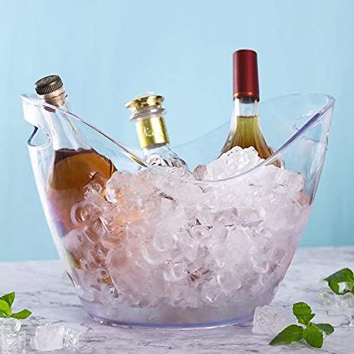 2 Pack 4L Large Capacity Beverage Tub Oval Storage Bucket,Ice Buckets for Parties Plastic Wine Bucket, Beer Bucket, Like an Ice Bucket JENIGH JEWEL, Transparent