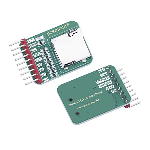 Pzsmocn Micro-SD/TF Memory Card Reader Adapter Slot Socket Module (2 Pcs) Compatible with Raspberry Pi and Arduino Board. for Smart Homes, Offices, 3D Printer and Teaching Interact with Robots.