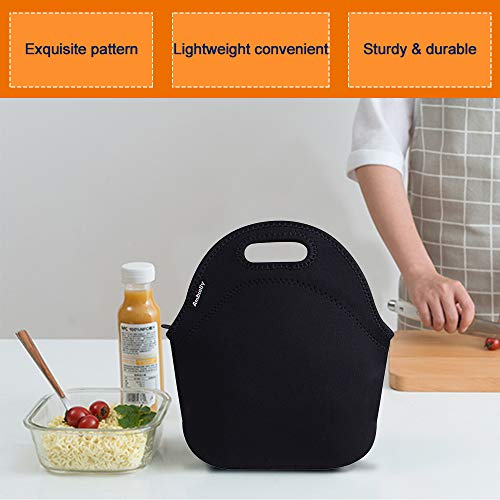 Ambielly Neoprene Lunch Bag/Lunch Box/Lunch Tote/Picnic Bags Insulated Cooler Travel Organizer (Black)