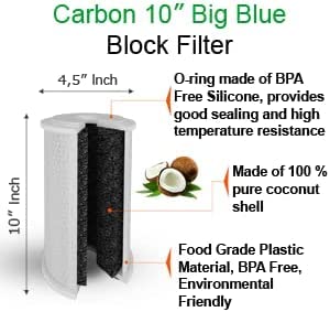 2 High Capacity Coconut Shell Carbon Block & 2 Big Polypropylene Sediment 5 Micron 4.5" x 10" Water Filter Cartridges for Universal Whole House System COMPATIBLE WITH: FC15BX4, 155358-43, DGD-5005-10
