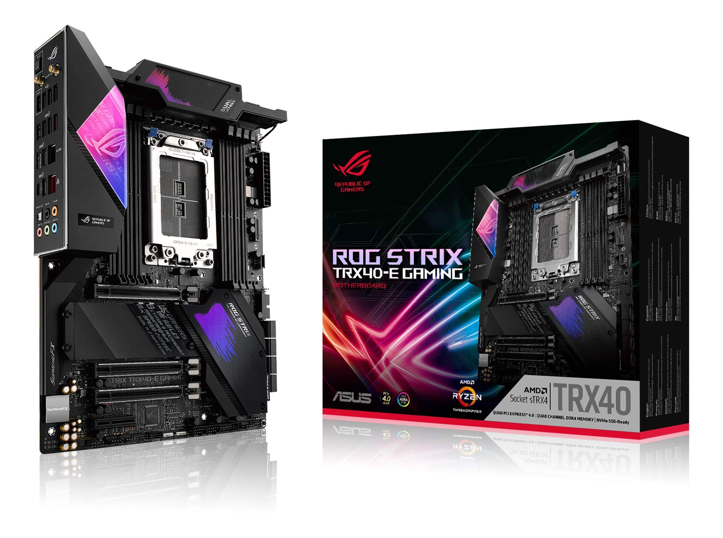 Asus ROG Strix TRX40-E Gaming AMD 3rd Gen AMD Ryzen Threadripper sTR4 ATX Motherboard- 16 Power Stages, Onboard WiFi 6 802.11Ax, 2.5Gbps, USB 3.2 Gen2