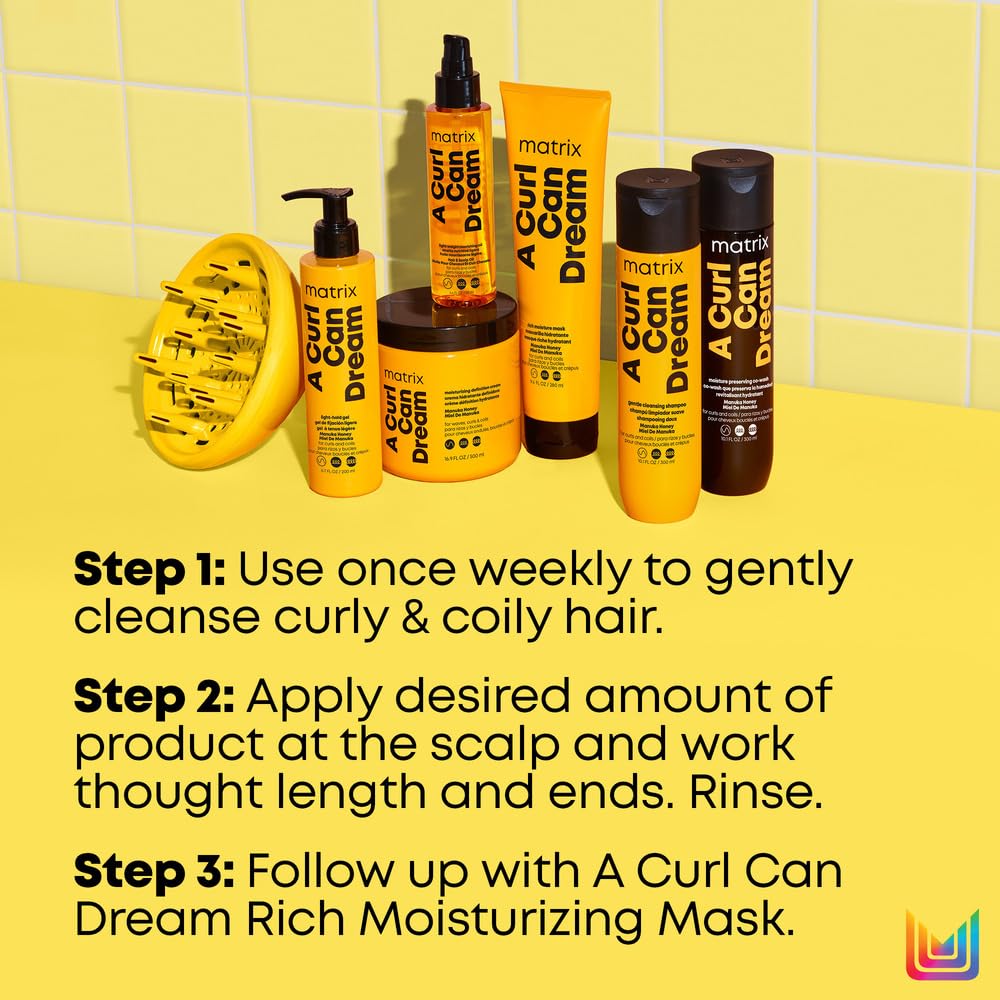Matrix A Curl Can Dream Deep Cleansing Shampoo | Clarifying| Preserves Curl Pattern, Removes Build Up | For Curly & Coily Hair | Silicone & Paraben Free | With Manuka Honey Extract | 10.1 Fl. Oz.